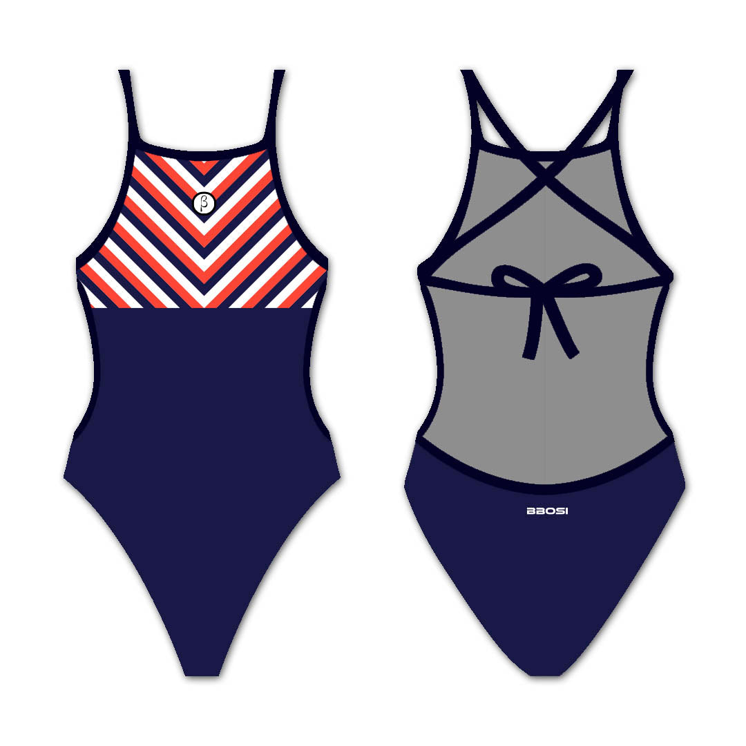 Tie Back costume - Stripped – Wyvern Swimwear
